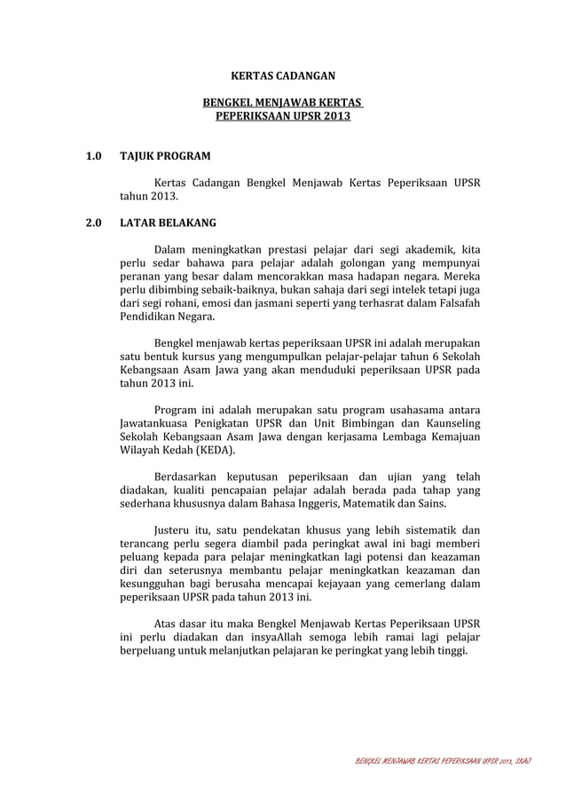 Bengkel menjawab soalan upsr 2013 | PDF