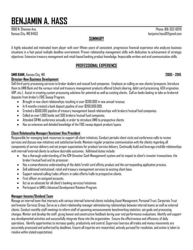 Benjamin Hass Resume | PDF