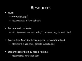 Document Classification using the Python Natural Language Toolkit | PPT