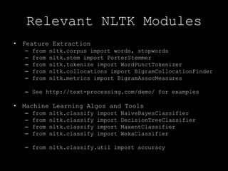 Document Classification using the Python Natural Language Toolkit | PPT