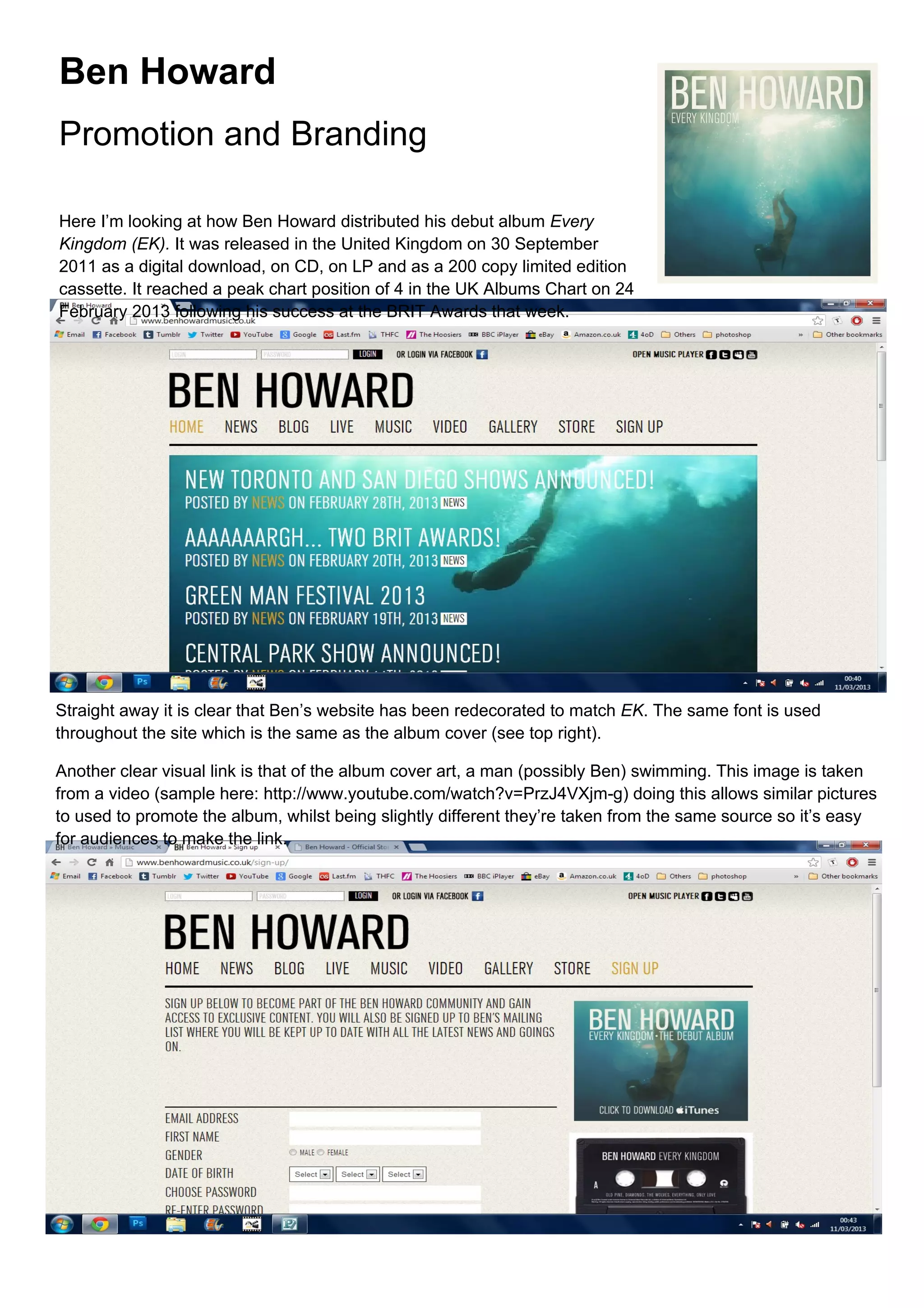 Ben howard promo and brand identity | DOC
