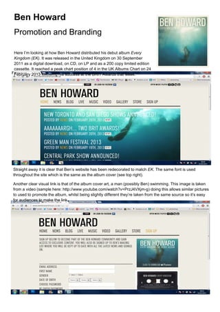 Ben howard promo and brand identity | DOC