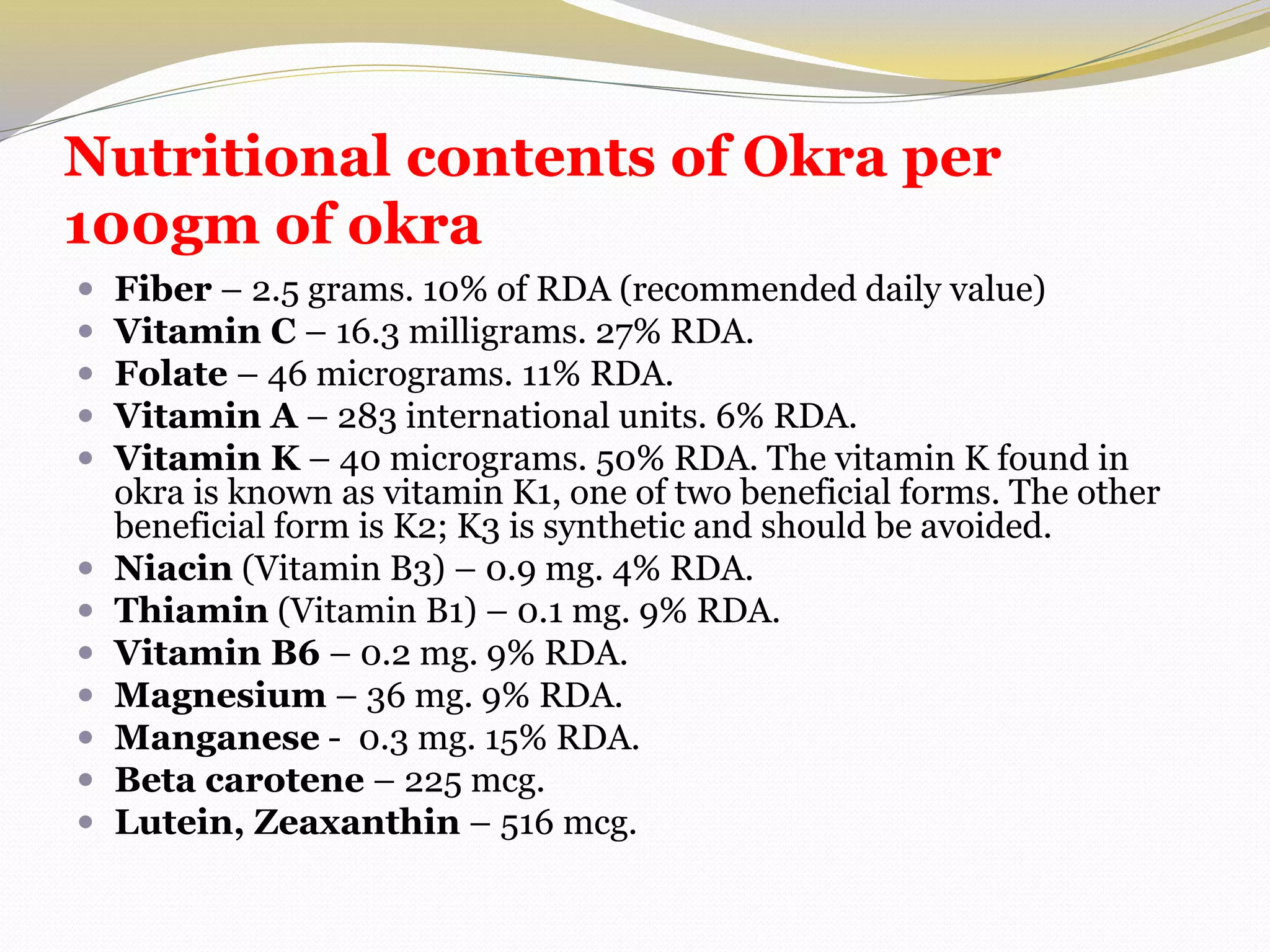 Benifits of okra vegetables By Allah Dad Khan | PPTX | Digestive ...