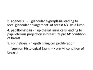 benign breast disease, causes, pathophysiology and management | PPTX