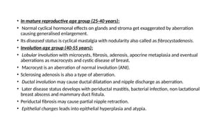 benign breast diseases- fibroadenoma, fibroadinosis , mastalgia | PPTX