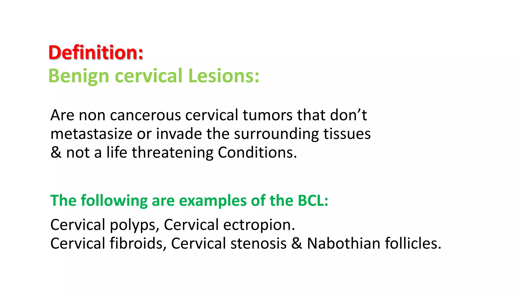Benign Cervical Lesions | PPTX