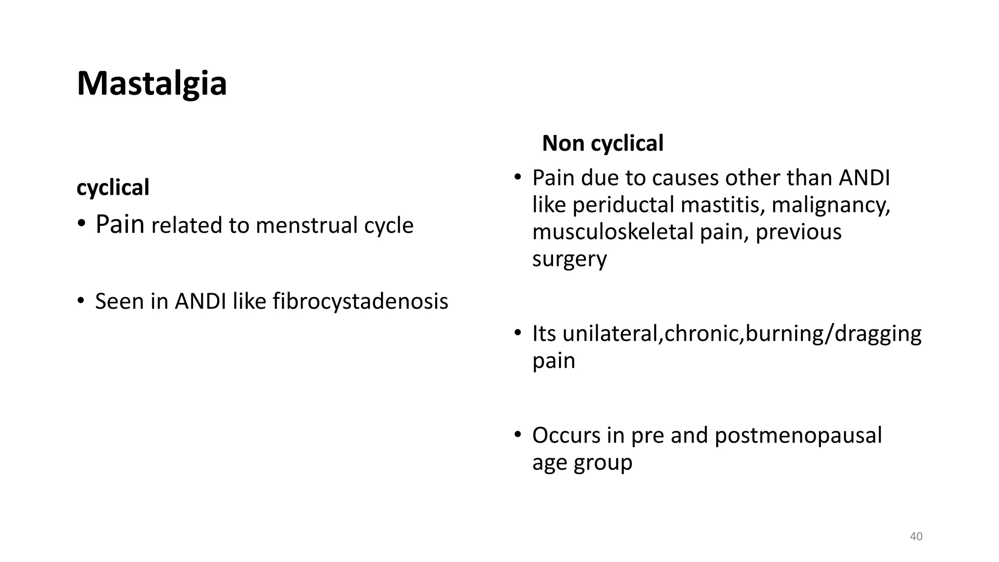 Benign diseases of the breast, ANDI conditions | PPTX