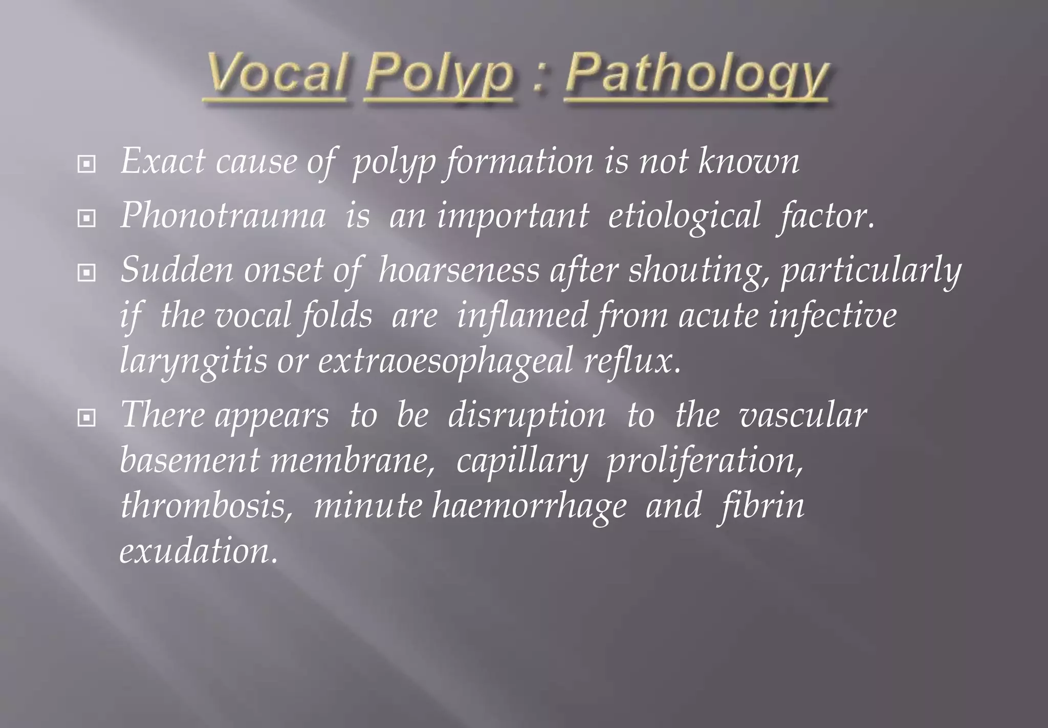 Benign disorders of larynx | PPTX