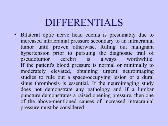 Benign intracranial hypertension by Dr.Syed Alam Zeb | PPT | Ear, Nose ...