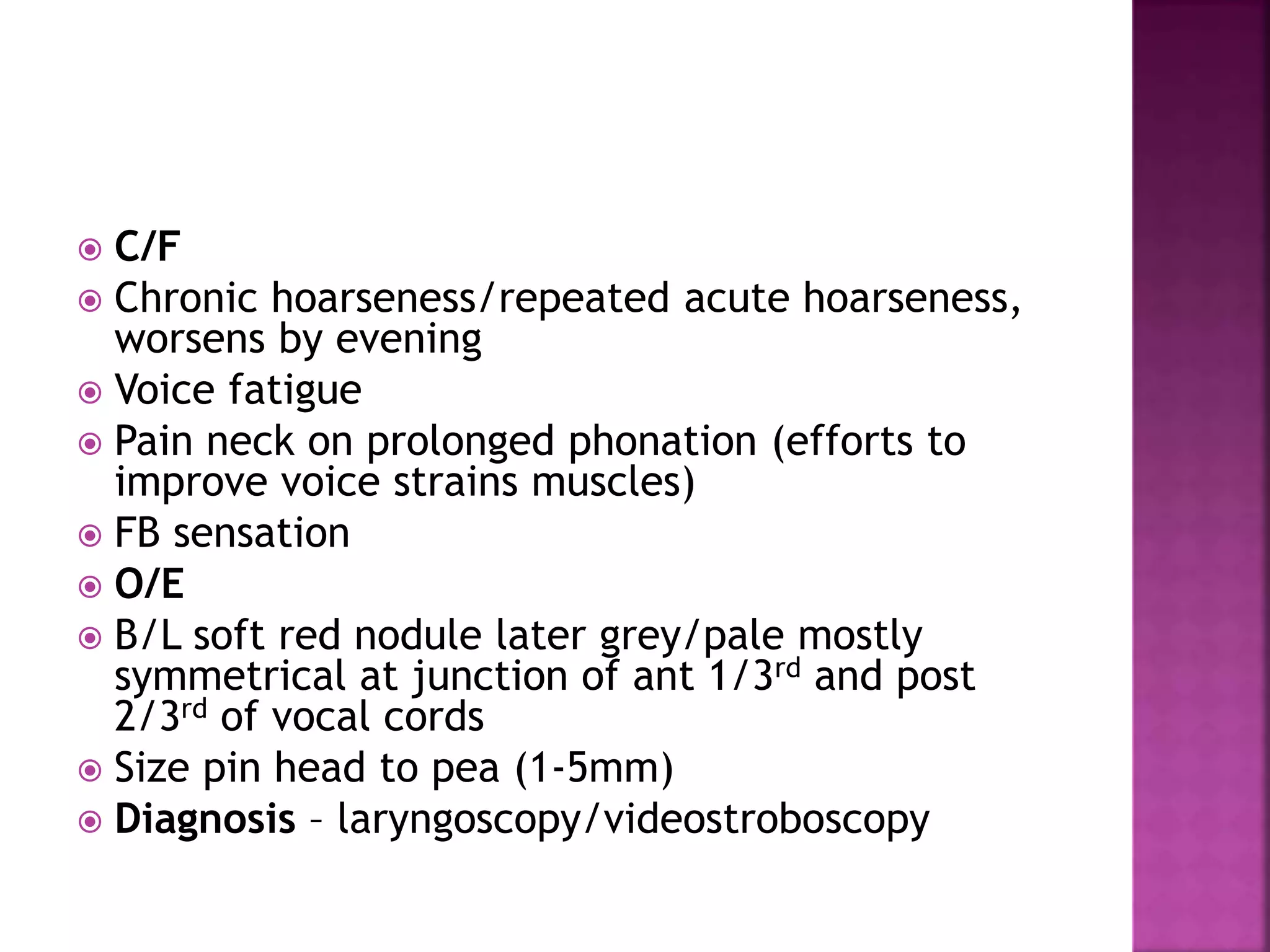 Benign lesions of larynx | PPTX