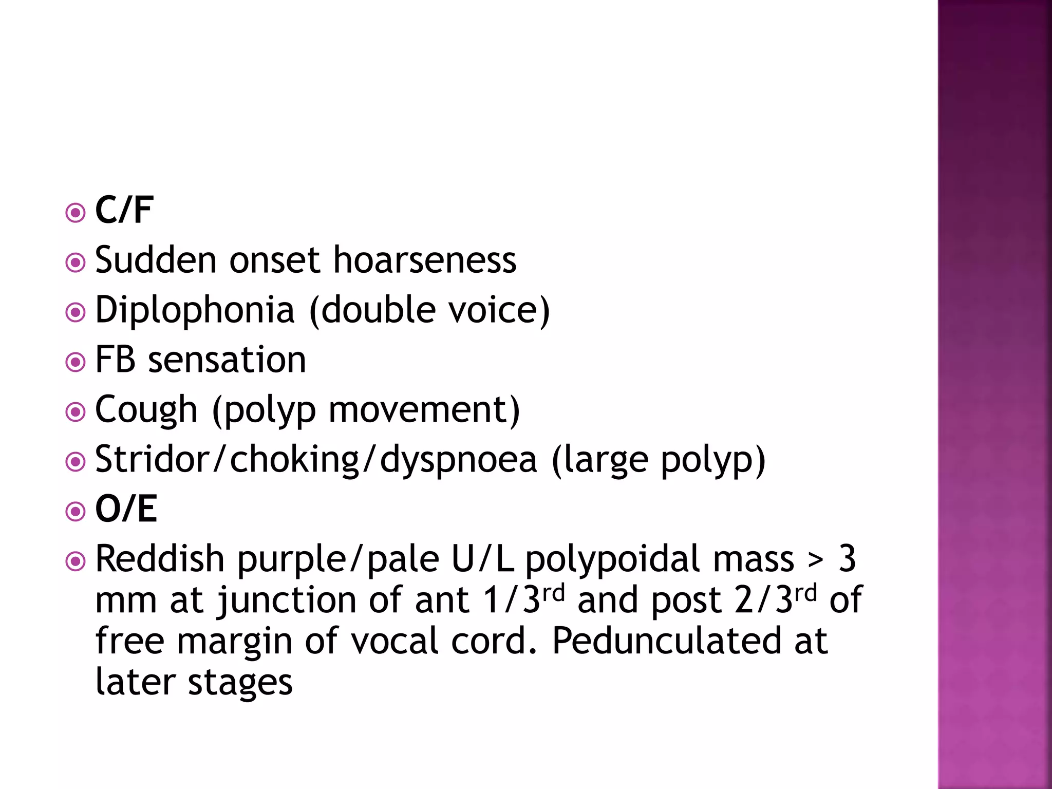 Benign lesions of larynx | PPTX