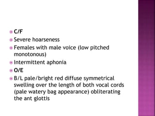 Benign lesions of larynx | PPTX