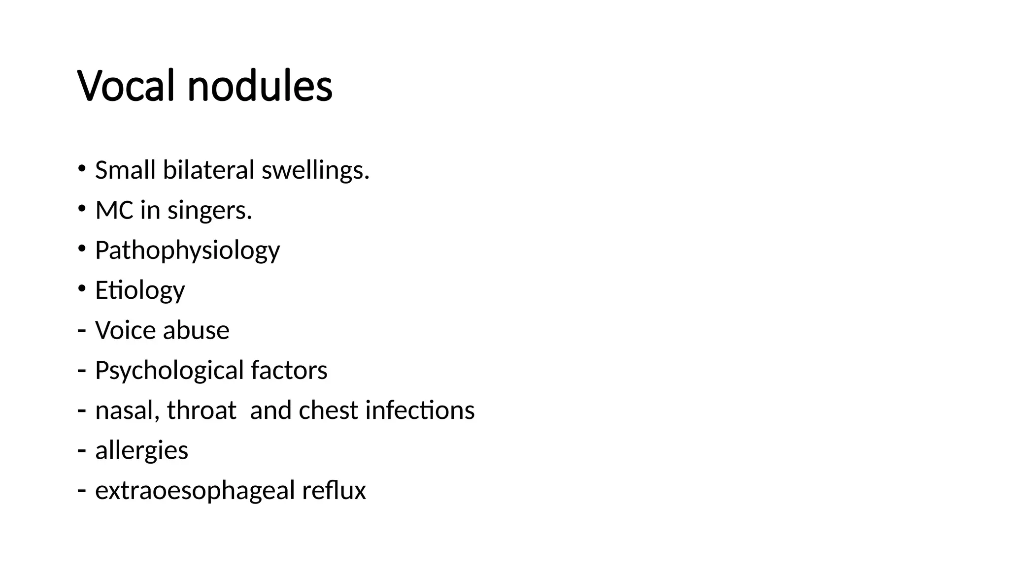 Benign lesions of larynx and vocal cords | PPTX