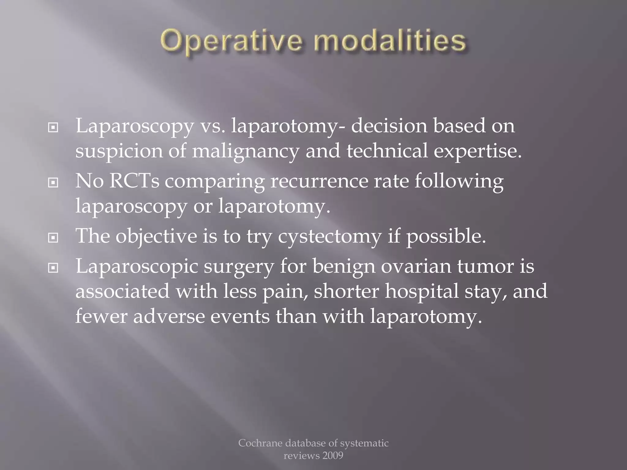 Benign ovarian masses | PPTX
