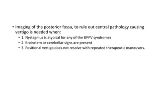 Benign paroxysmal positional vertigo | PPT