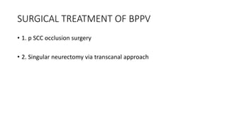 Benign paroxysmal positional vertigo | PPT