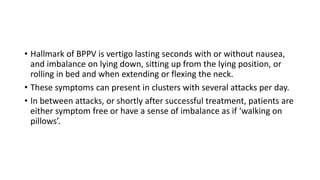 Benign paroxysmal positional vertigo | PPT