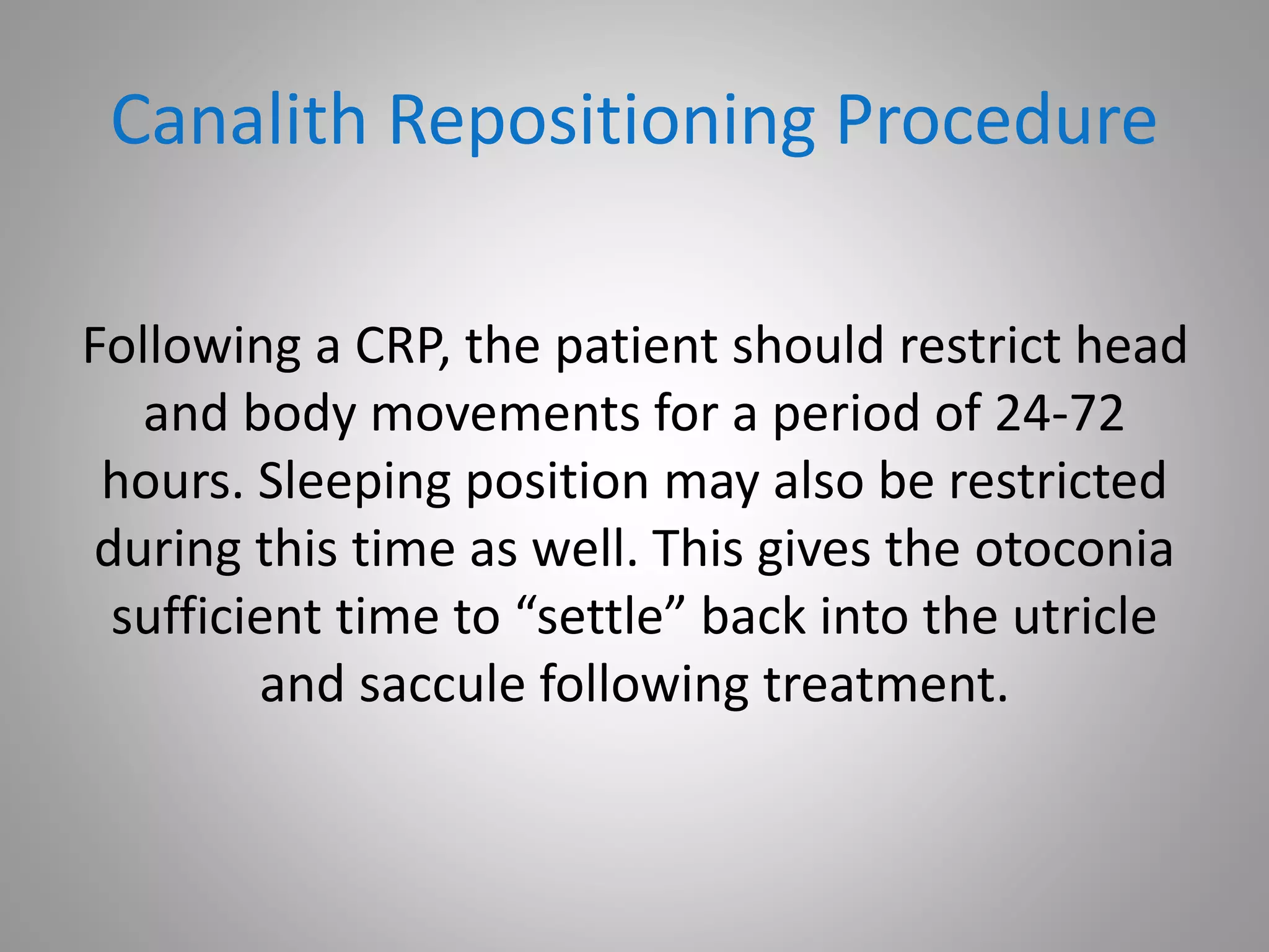 Benign Paroxysmal Positional Vertigo (BPPV) | PPTX