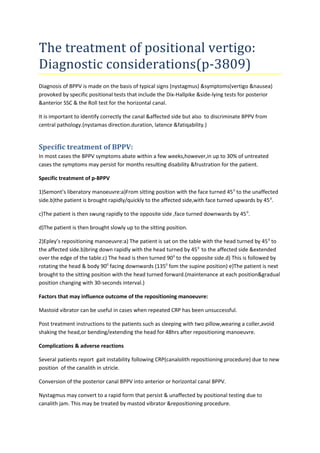 Benign paroxysmal positional vertigo(sbo 3) | PDF