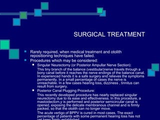 Benign positional vertigo | PPT