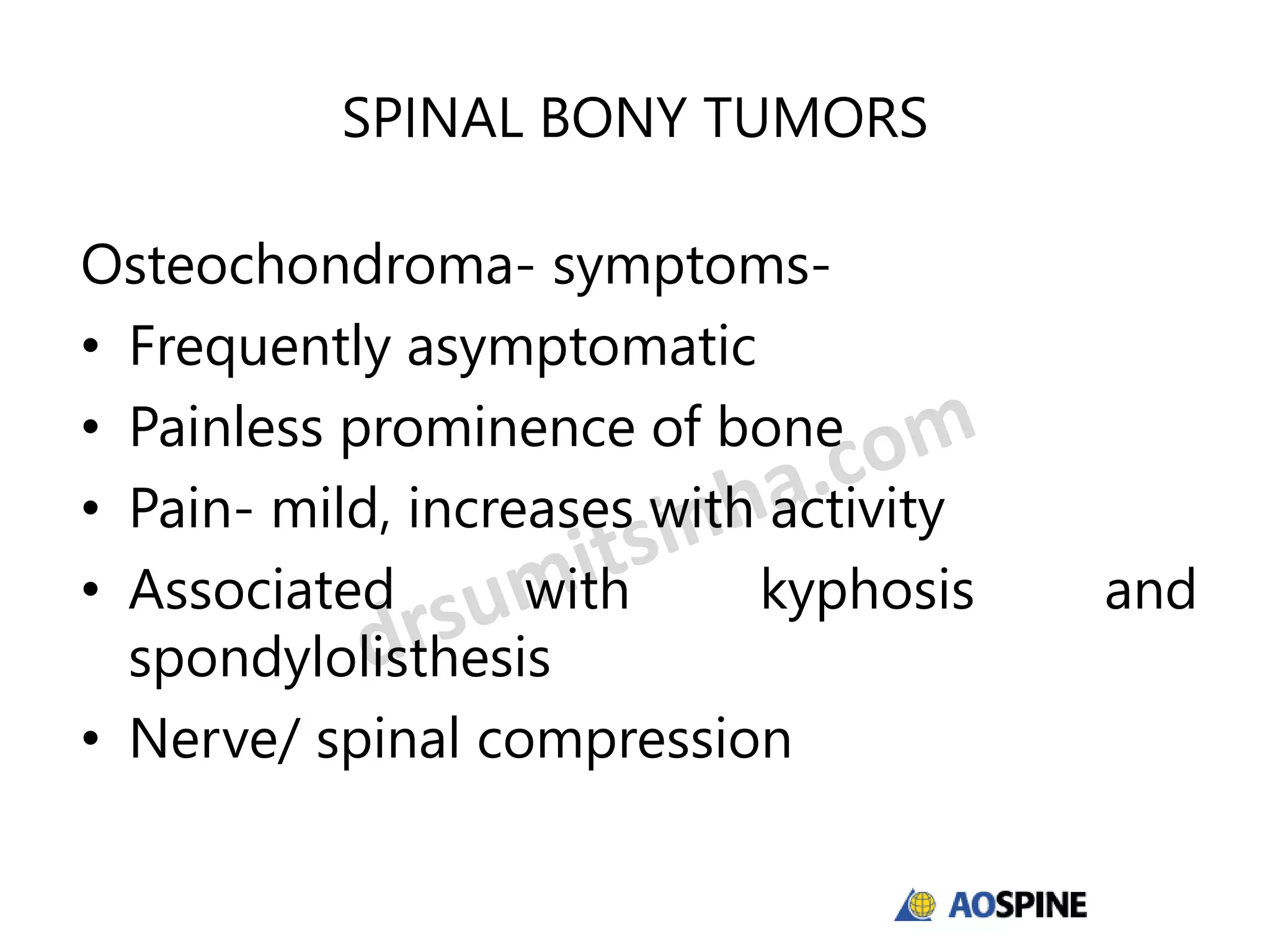 Benign primary spinal bony tumors | PPTX