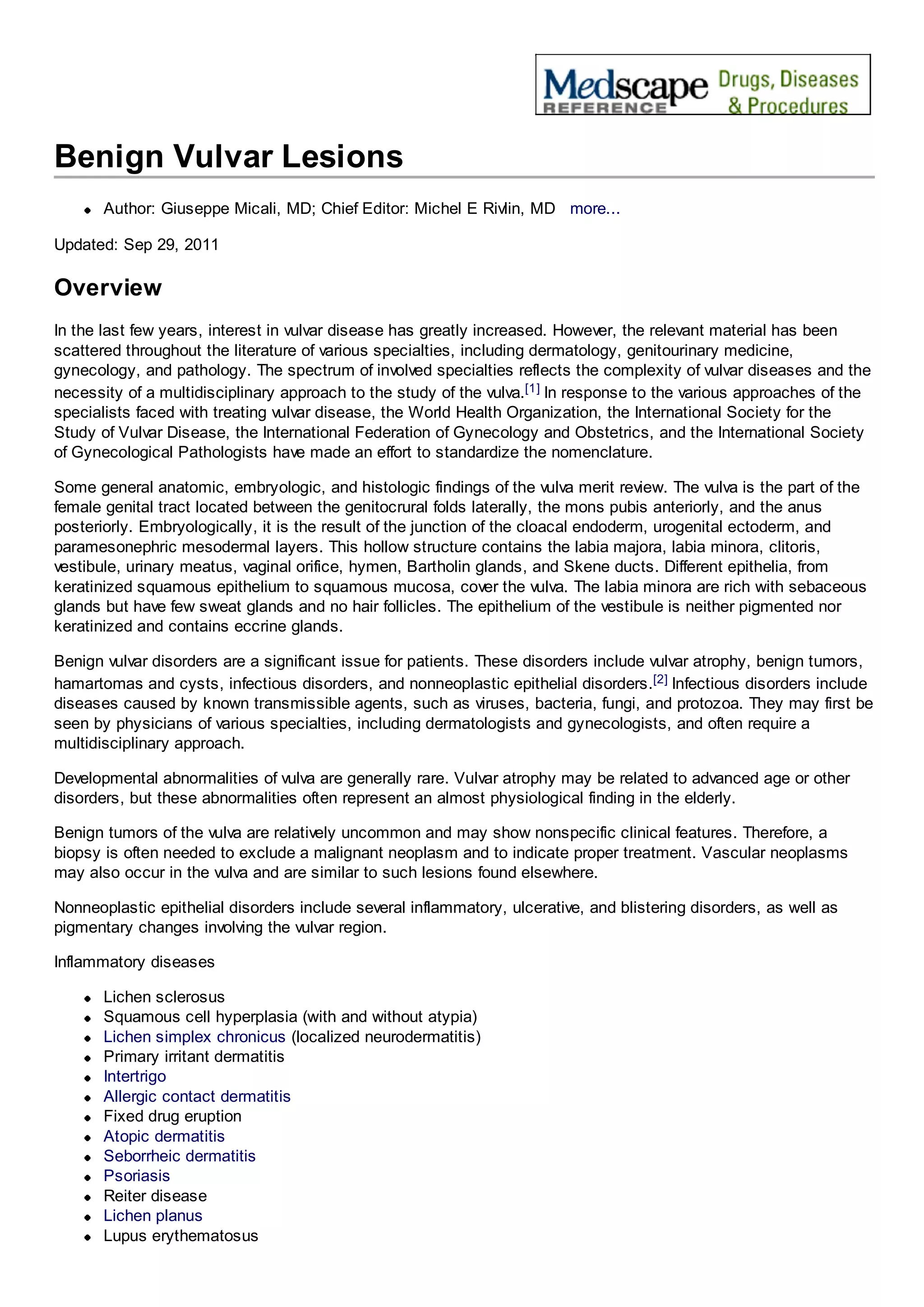 Benign vulvar lesions | PDF