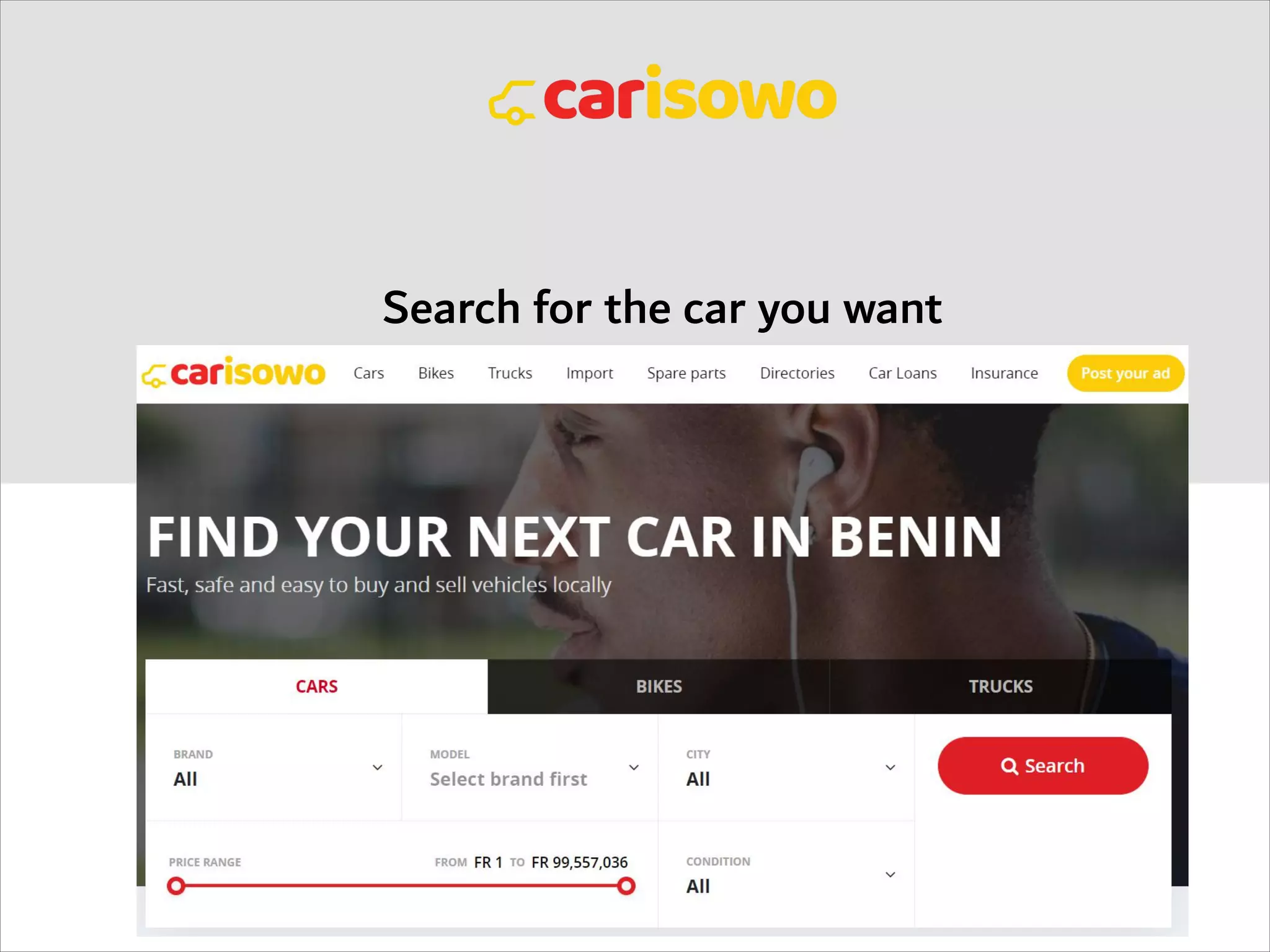 Buy cars in Benin with Carisowo.com