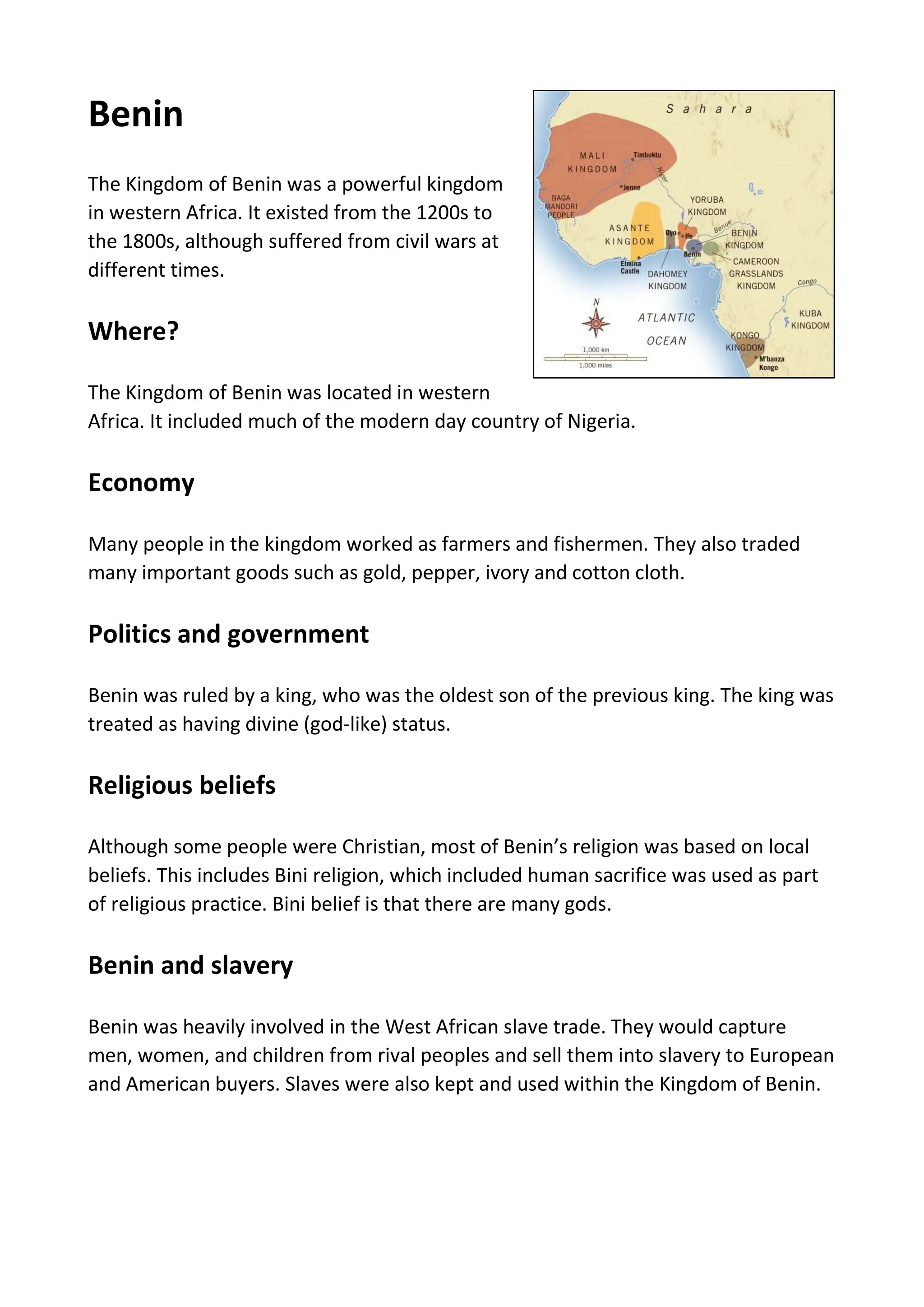 The ancient Kingdoms of West Africa - Benin | PDF
