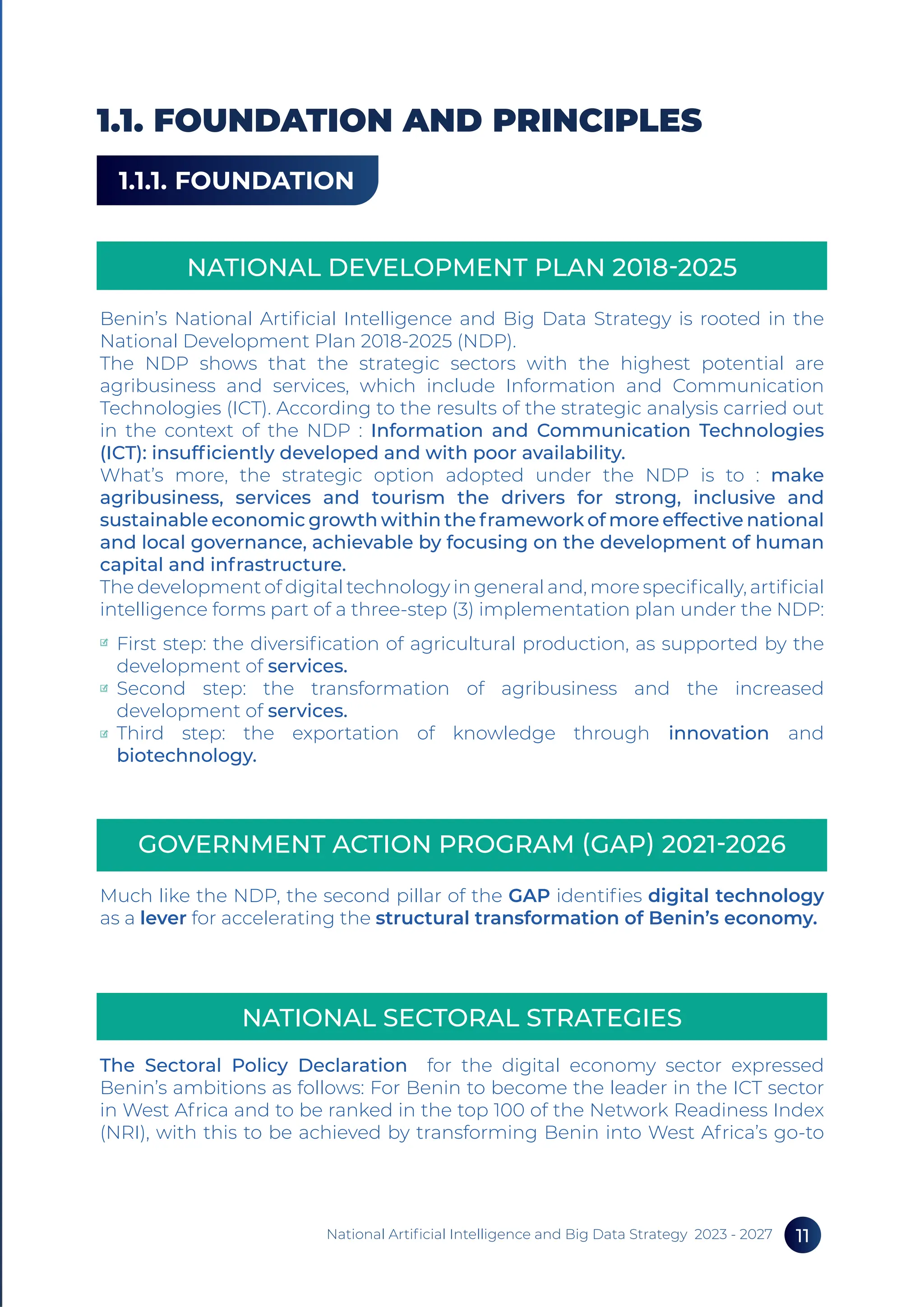 Benin's National Artificial Intelligence & Big Data Strategy 2023 - 2027 | PDF