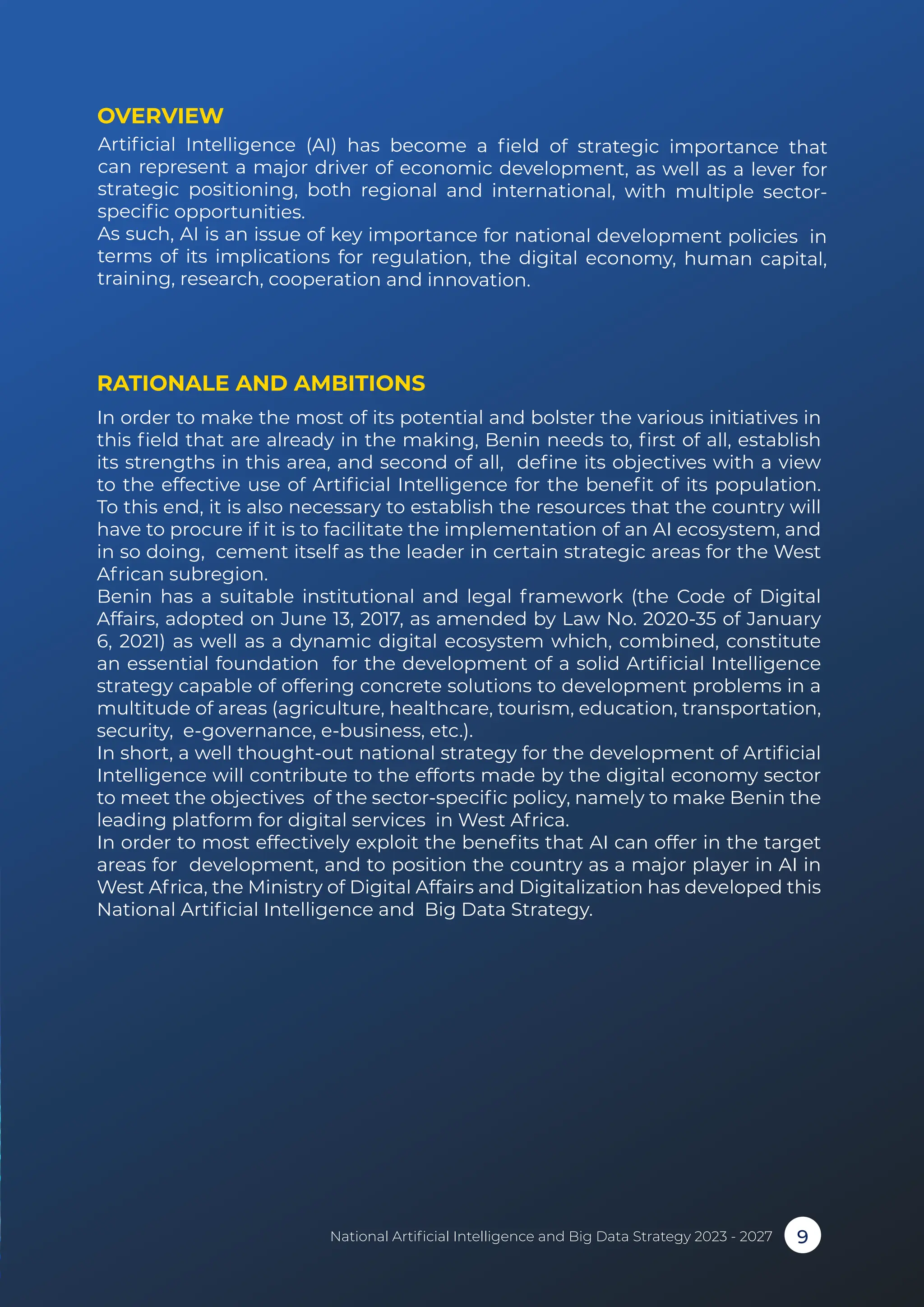 Benin's National Artificial Intelligence & Big Data Strategy 2023 - 2027 | PDF