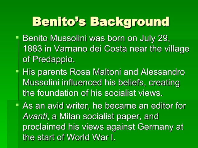 Benito Mussolini | PPT | Politics