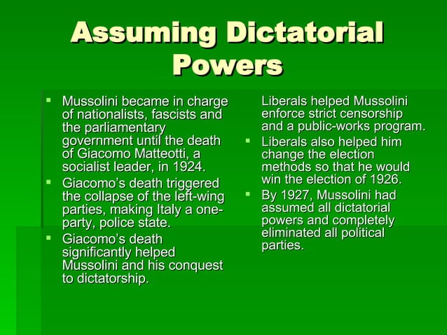 Benito Mussolini | PPT | Politics