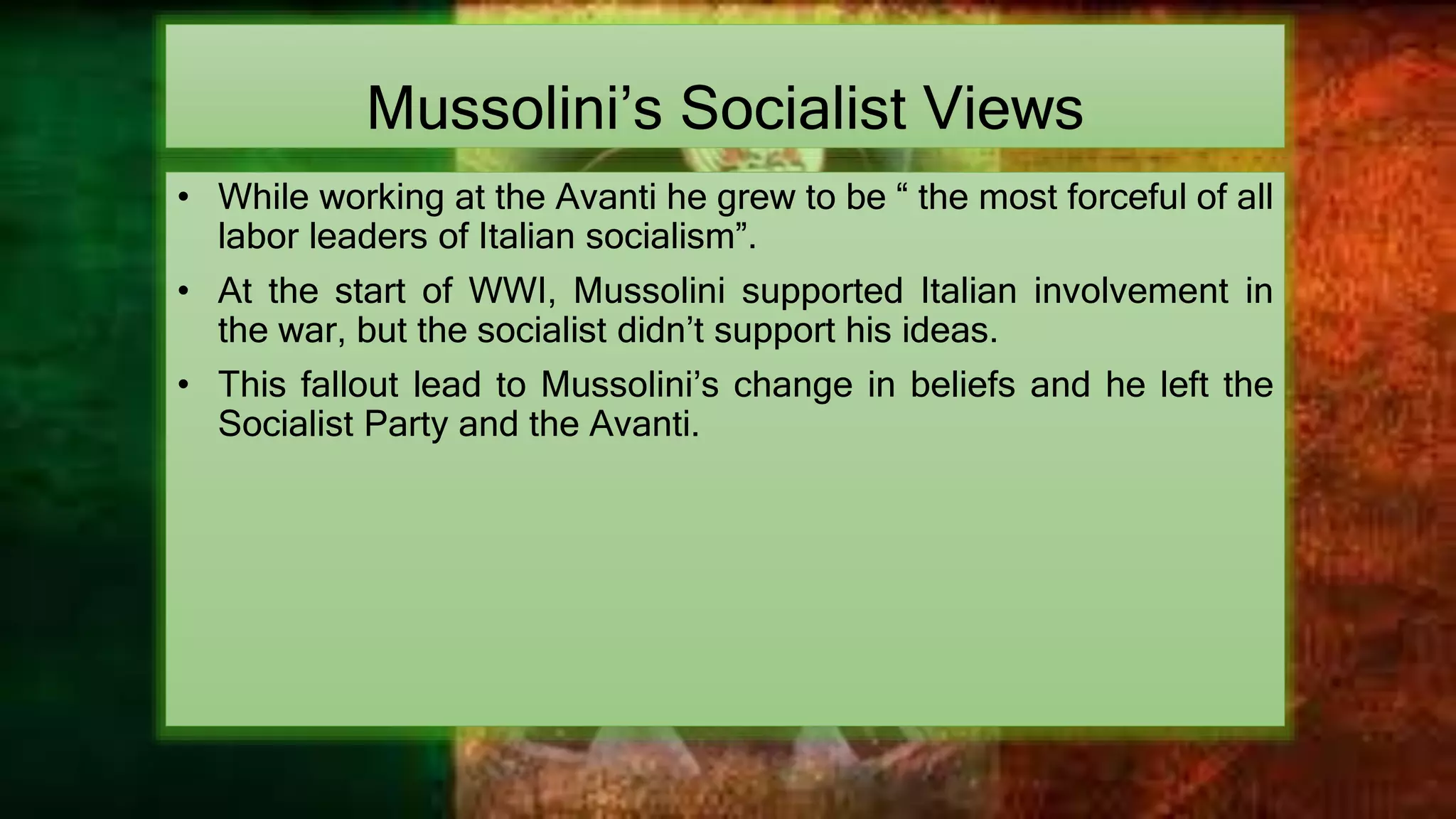 Benito Mussolini Fascism King | PPTX | Celebrity Families | Pop Culture