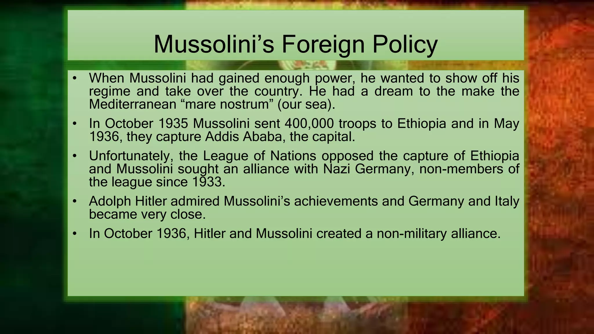 Benito Mussolini Fascism King | PPTX | Celebrity Families | Pop Culture