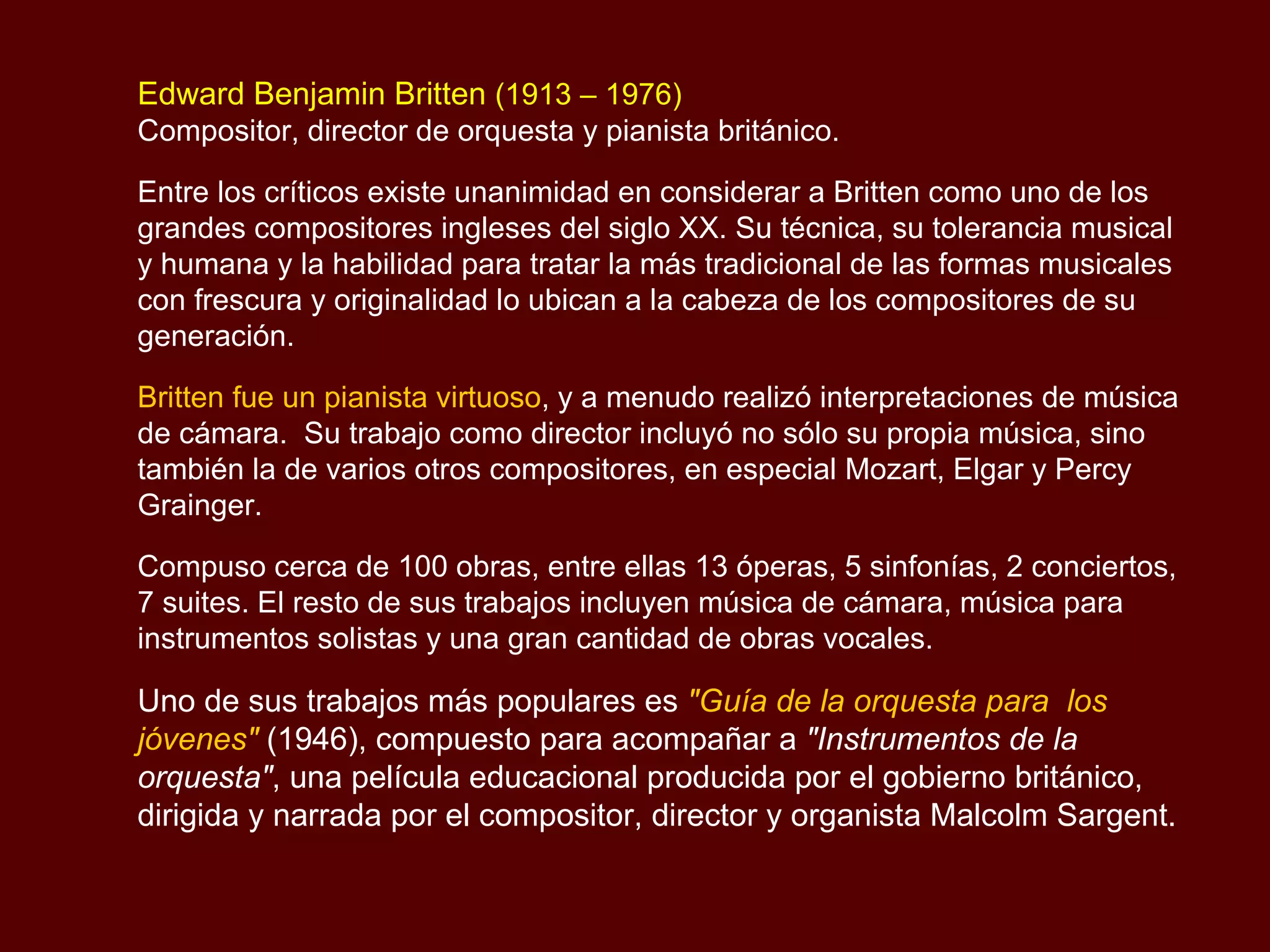 Benjamin Britten - Biografia y Musica | PPS