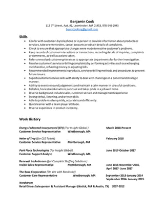 Benjamin Cook Resume | PDF