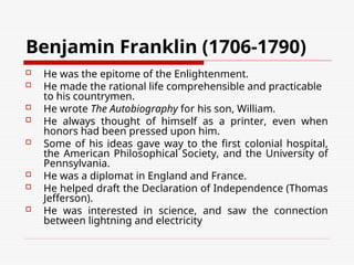 Benjamin Franklin's Autobiography and historical context.ppt