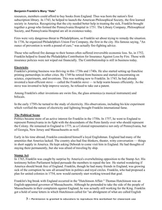 Benjamin franklin's Biography | PDF