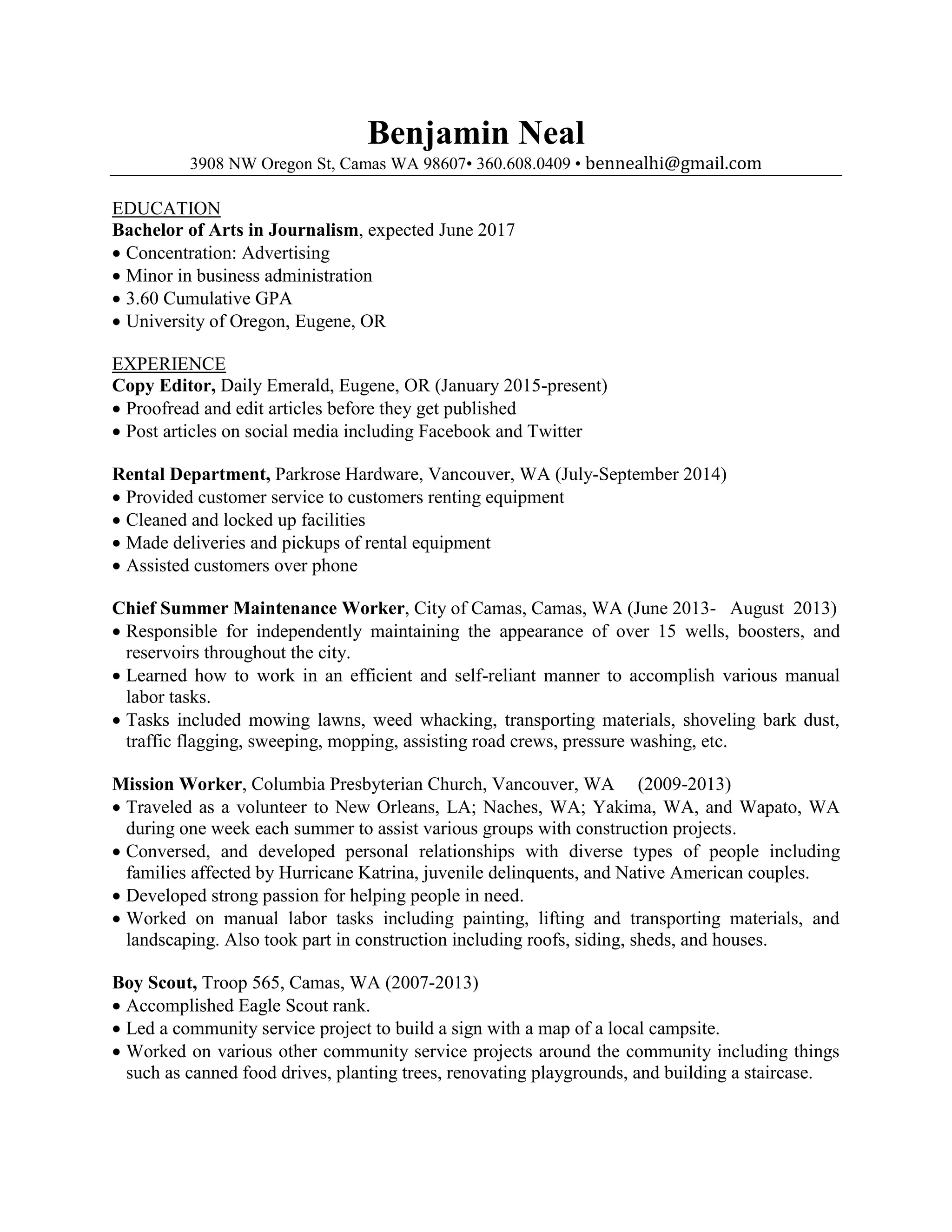 Benjamin neal resume | PDF