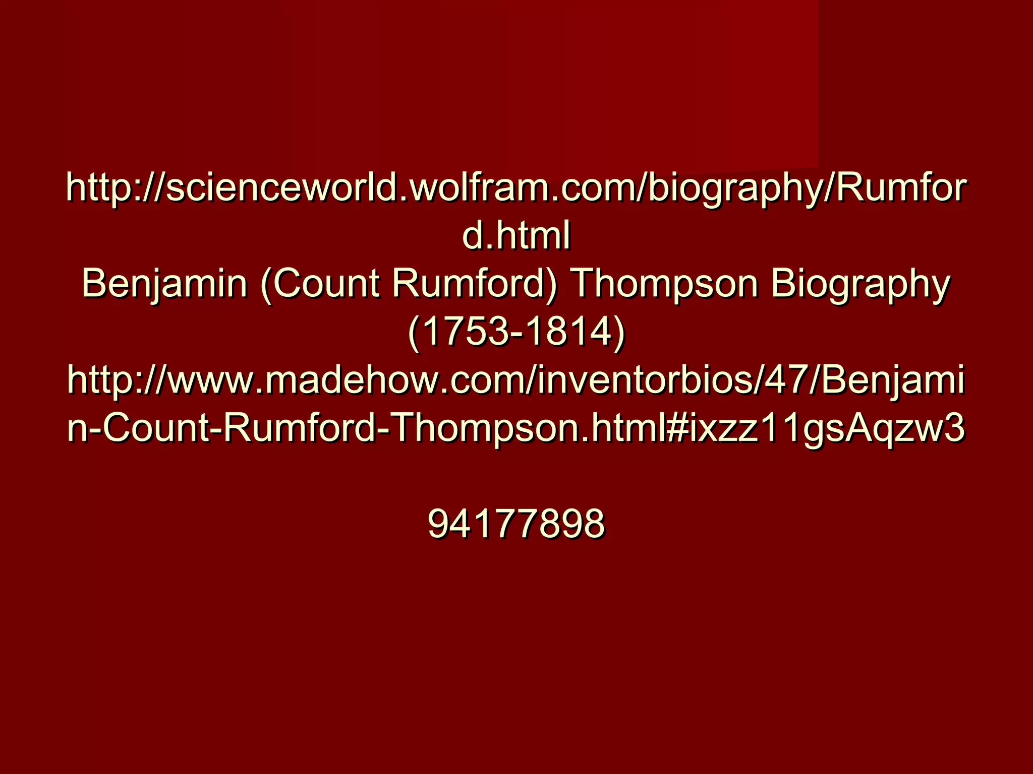 Benjamin thomson | PPT