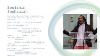 Benjamin Zephaniah PPP.pptxddwckhj sccddcfc | PPT