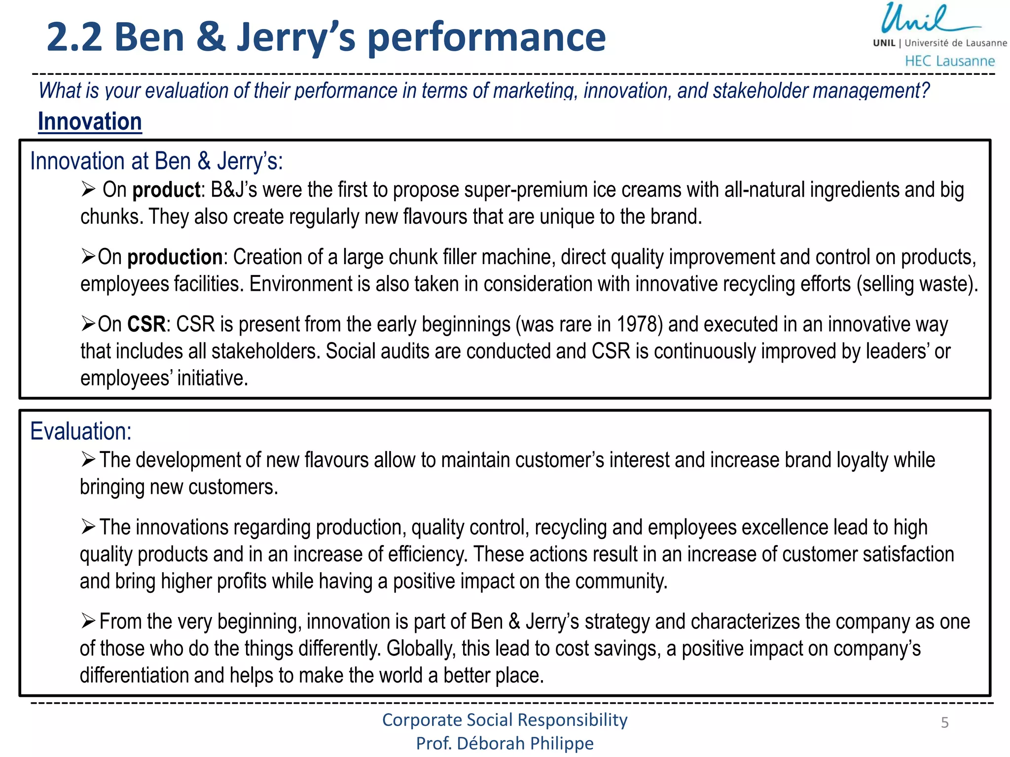 Ben&jerry's CSR case study Michel de Marsano | PDF