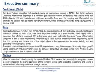 Ben&jerry's CSR case study Michel de Marsano | PDF