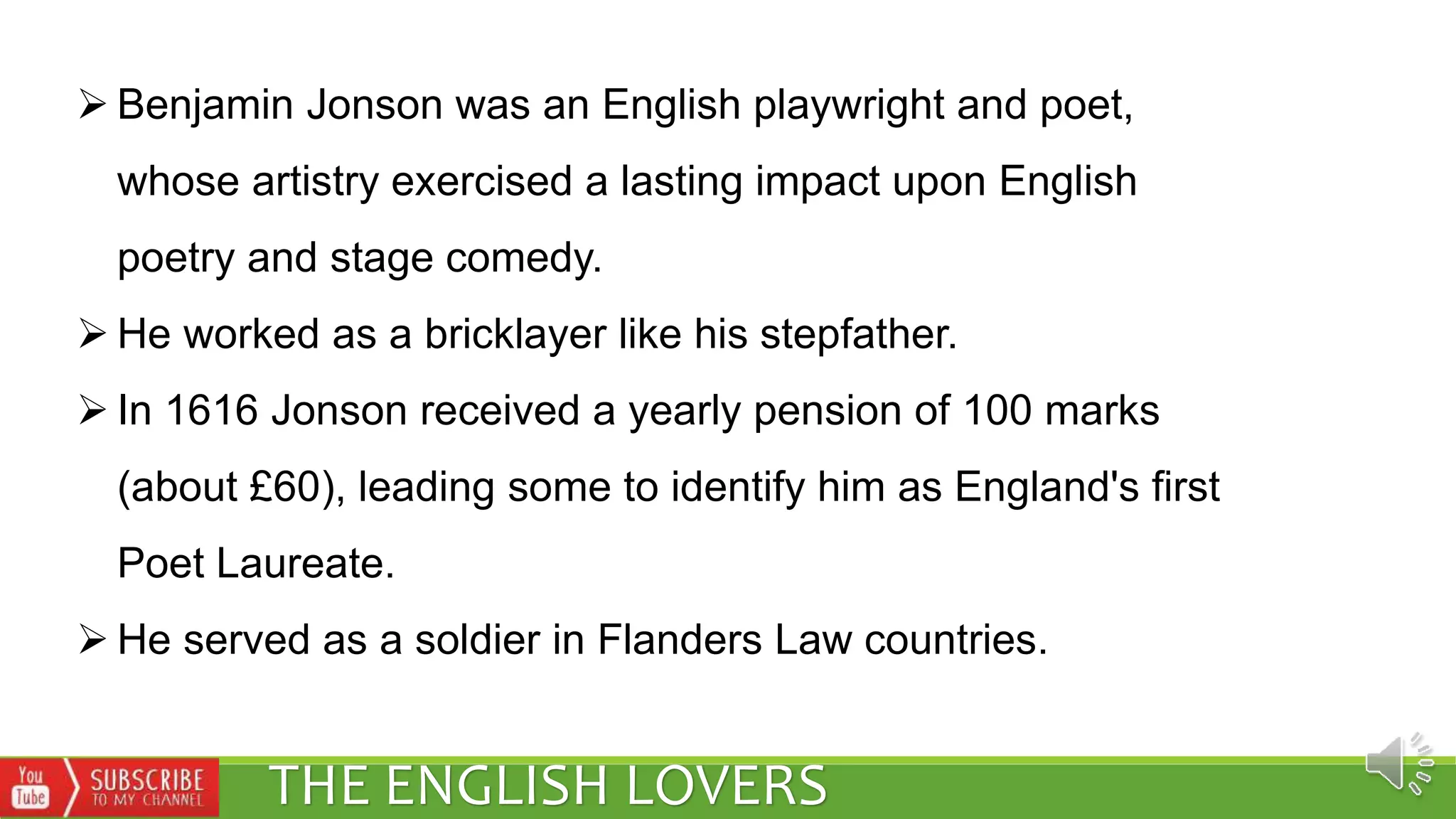 Biography of Ben johnson | PPTX