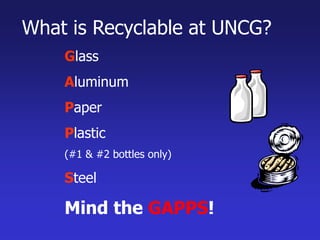 Waste Reduction and Recycling @ UNCG | PPTX