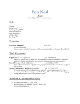 Ben neal resume | DOCX