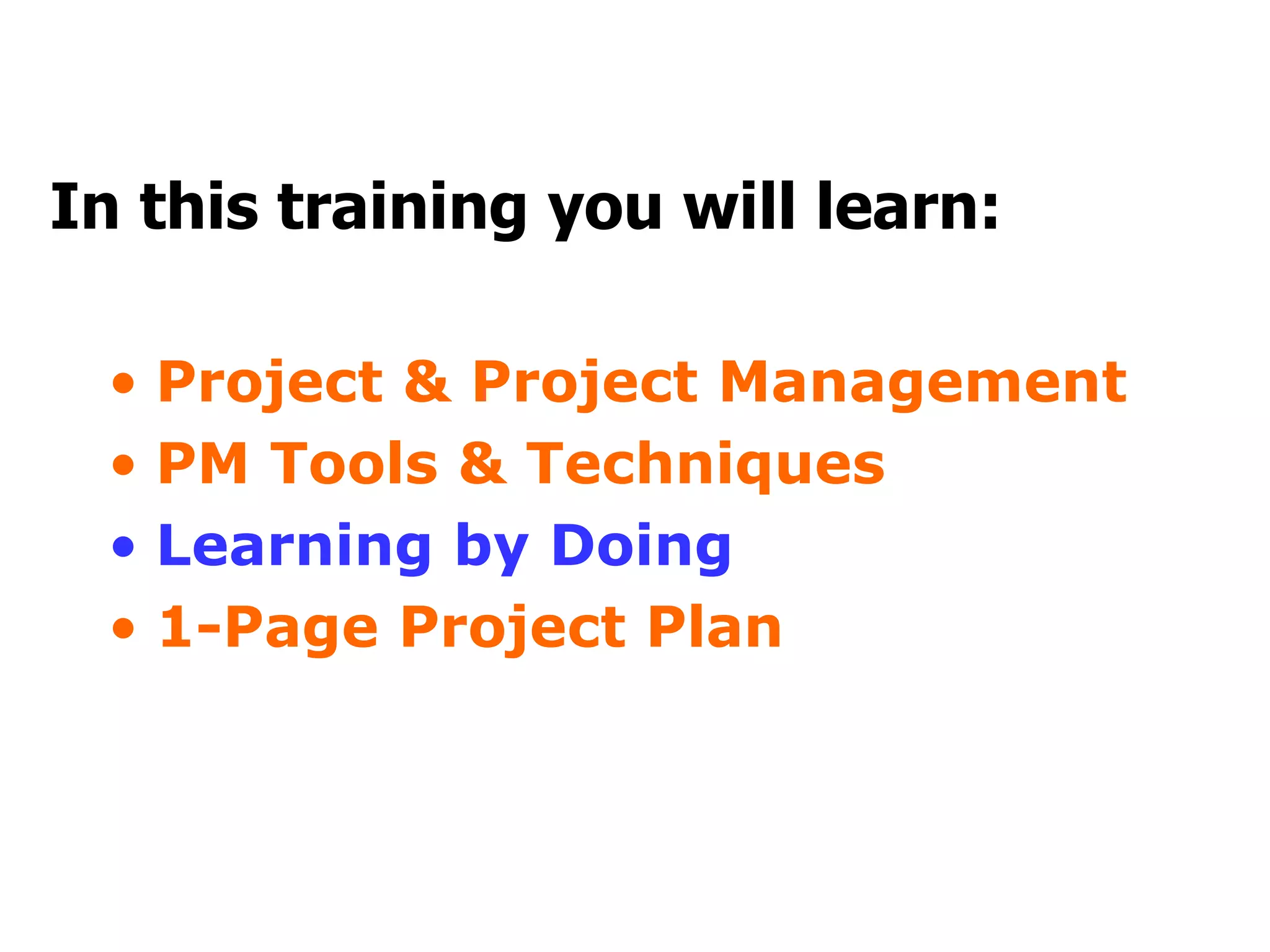 Project Management Training | PPT