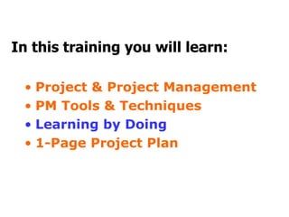 Project Management Training | PPT