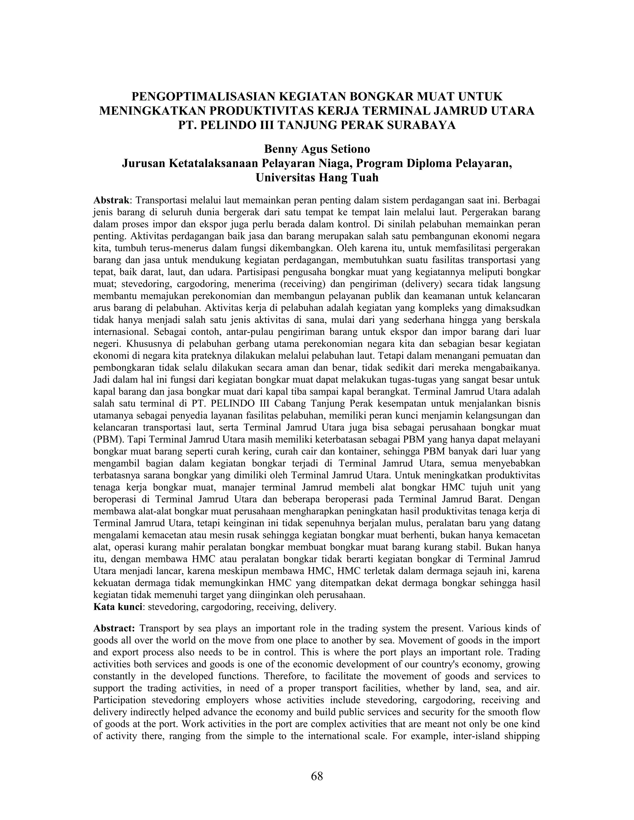 JURNAL PDP VOL 2 NO1 Benny Agus Setiono Operasional Bongkar Muat ...