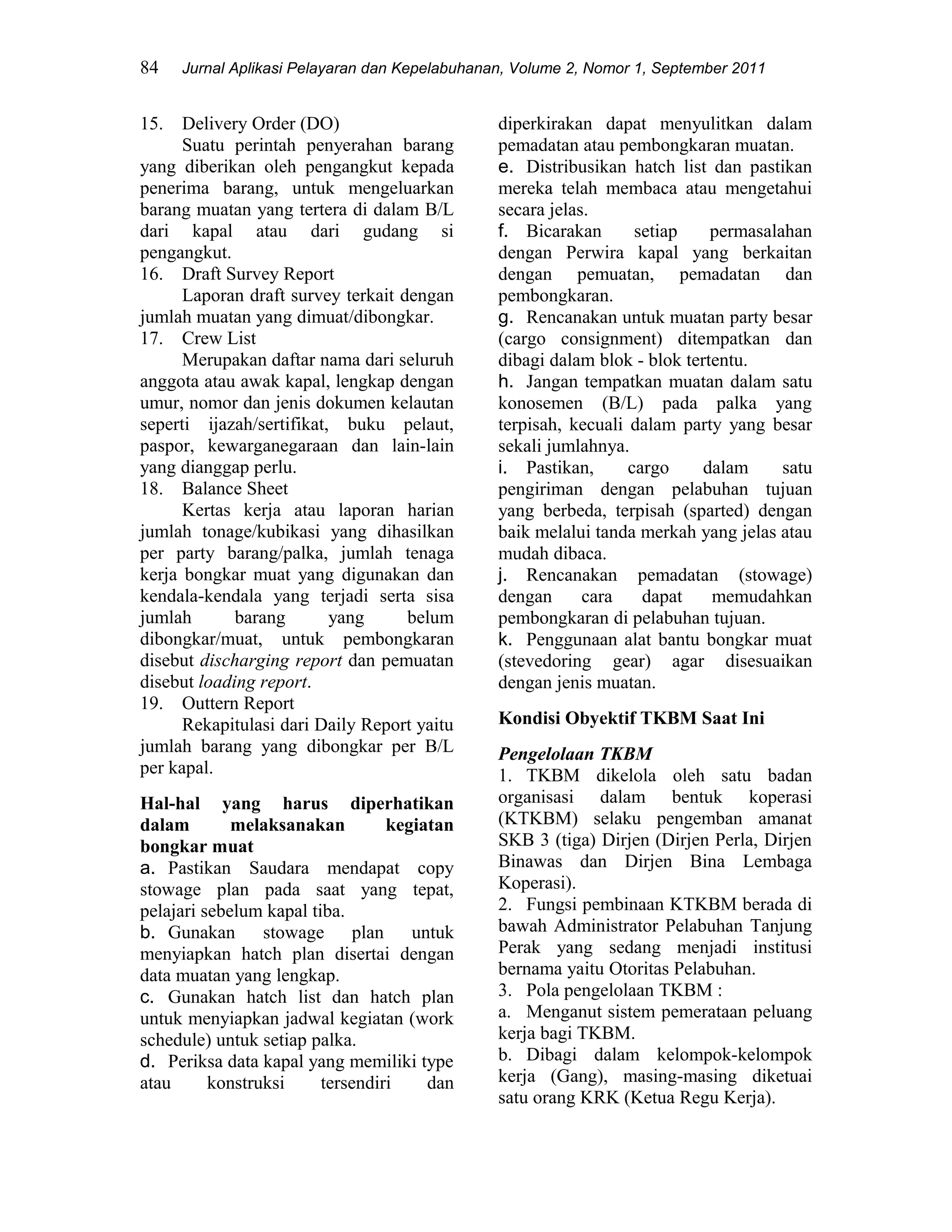 JURNAL PDP VOL 2 NO1 Benny Agus Setiono Operasional Bongkar Muat ...